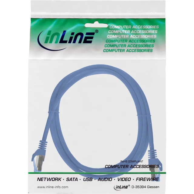 3X INLINE® PATCHKABEL, Cat.6A, S/FTP, TPE (LSZH), CCA, blau, 1,5m EUR 9,93 - PicClick DE