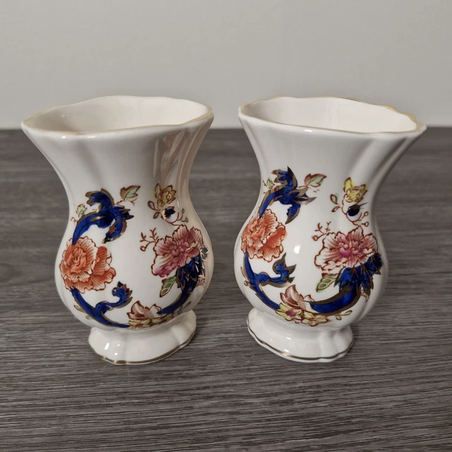 MASONS IRONSTONE BLUE Mandalay Pattern Pair Of Small Flared Vases 4 ...