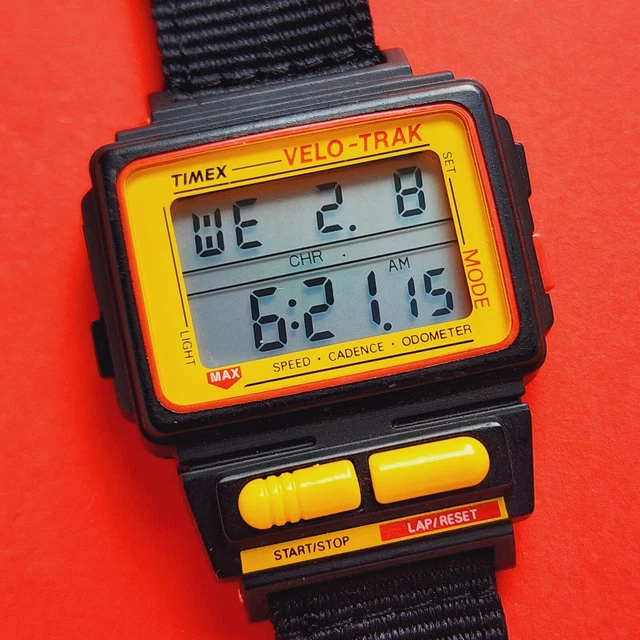 TIMEX VELO TRAK Watch Vintage Cycling Timer Rare Velo-Trak 701 Yellow ...