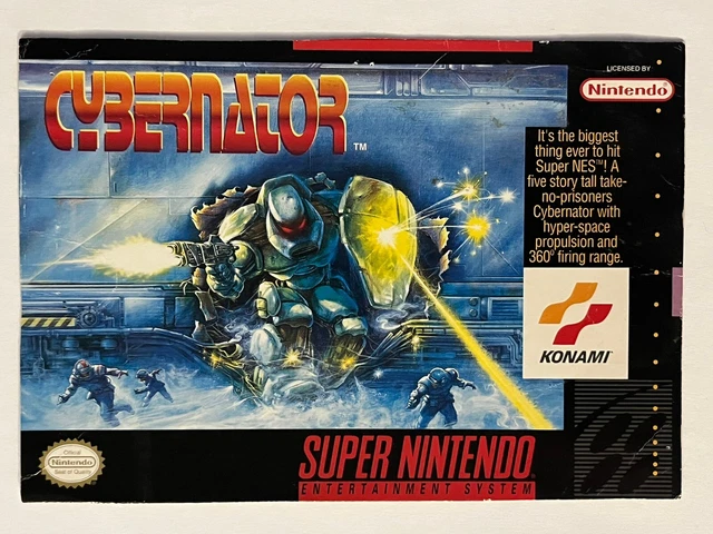 CYBERNATOR SNES FRONT & Back Original Cut Box Only Super Nintendo 1993 ...