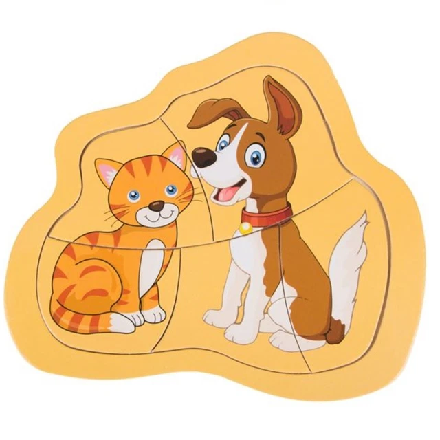 5-PIECE BOIS ONGLET Puzzle Avec Chat Et Chien Design pour Enfants EUR 8 ...