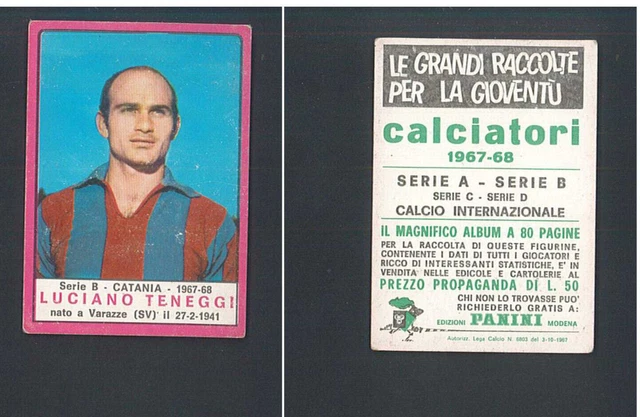FIGURINA CALCIATORI PANINI 1967-68 Luciano Teneggi (Catania) Ottima EUR 1,99 - PicClick IT