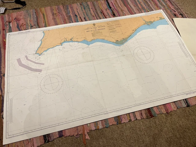 VINTAGE NAVAL MAP Spain Large Old Map A1 Spanish Portugal £6.99 ...