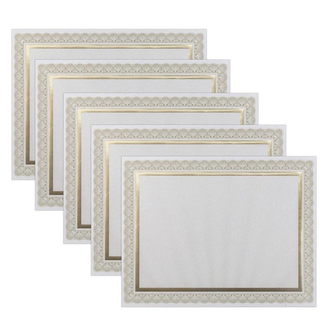 100 SHEET CERTIFICATE Paper, Award Certificates, Gold Foil on White ...