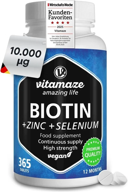 VITAMAZE BIOTIN 10,000 mcg – Nourish Hair, Skin & Nails, 365 Easy ...