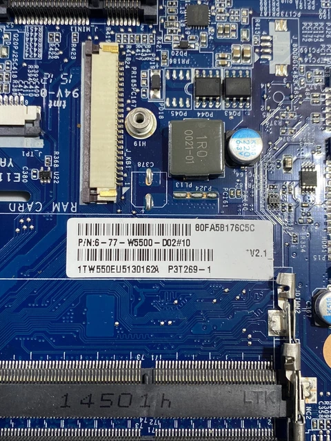 STONE CLEVO CO. Laptop Motherboard. P/N: 6-77-W5500-D02#10 I3 Cpu ...