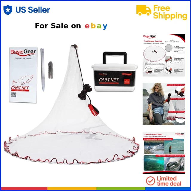 CAST NET 3/8 Inch Mesh Lead Nylon Round Throw Nets for Freshwater ...