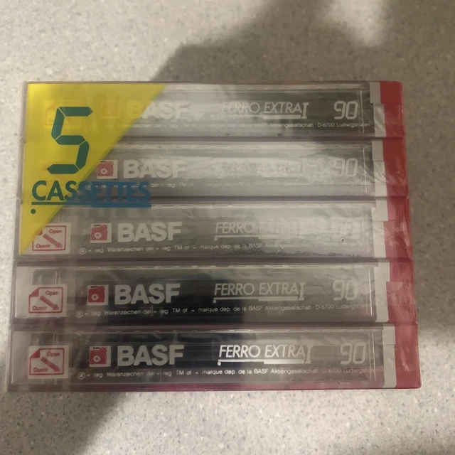 VINTAGE FERRO EXTRA I BASF 5 Pack 90 Minute Cassette Tapes - Factory ...