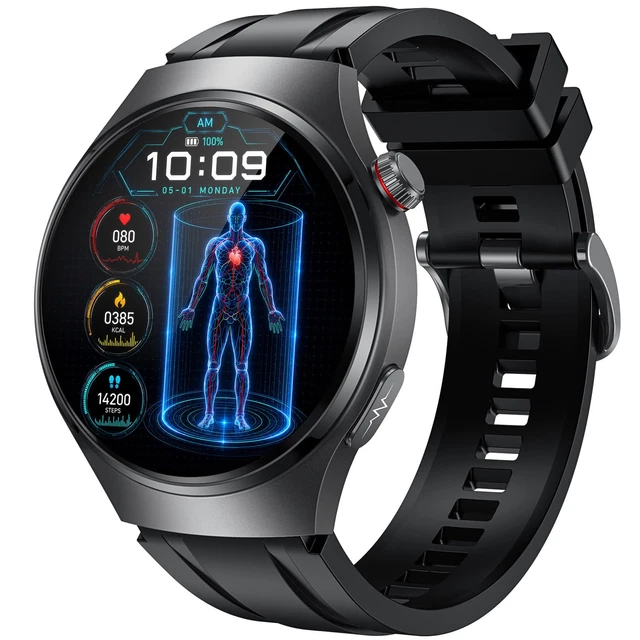 OROLOGIO SMARTWATCH UOMO con ECG HRV 1.43 AMOLED Smart Watch con EUR ...