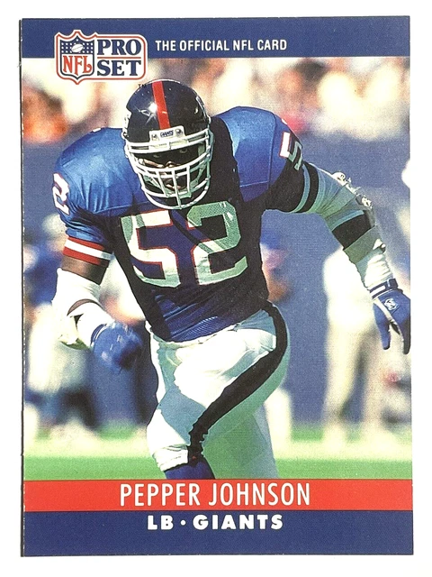 PEPPER JOHNSON NEW York Giants, Browns, Jets 1990 Pro Set Football Card ...