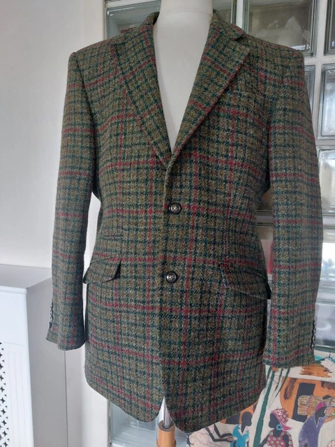 WILLIAM HUNT OF Savile Row. Giacca in tweed verde Harris/blazer taglia ...