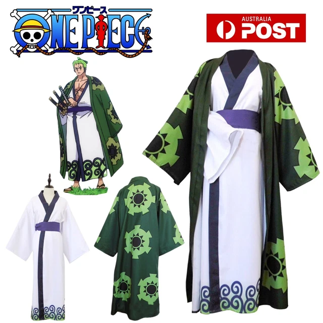 ONE PIECE RORONOA Zoro Cosplay Costume Wano Kimono Robe Cloak Anime ...
