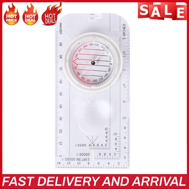 ACRYLIC DRAWING SCALE Compass Map Ruler Pointing Guide Portable ...