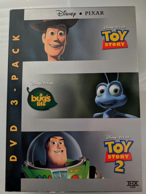 DISNEY PIXAR DVD 3-Pack Toy Story 1 & 2 A Bug's Life Box Set Plus Toy ...