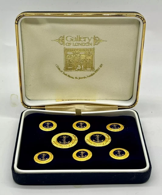 VINTAGE GALLERY OF London Lord Nelson Anchor Gold Blue Enamel Buttons Set. NEW £115.46 - PicClick UK