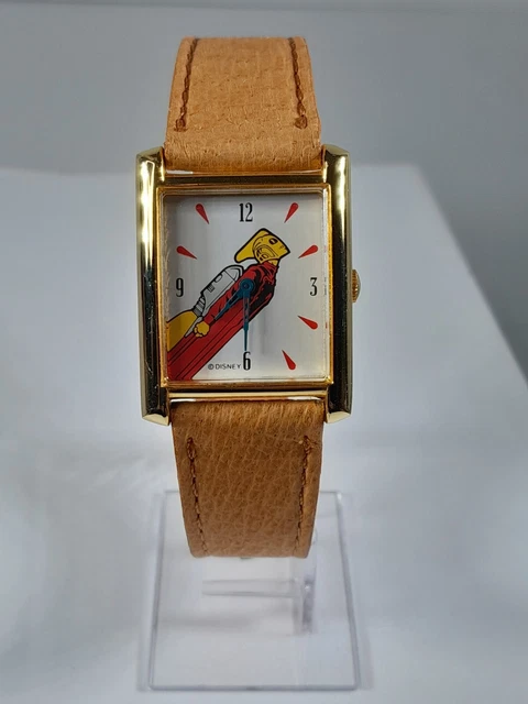 VINTAGE DISNEY ROCKETEER Gold Tone Watch Limited Edition W/ Tan Band £ ...