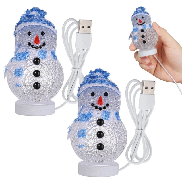2 PCS SNOWMAN Christmas Lights Usb Customized Desktop Decor Lighted £11 ...