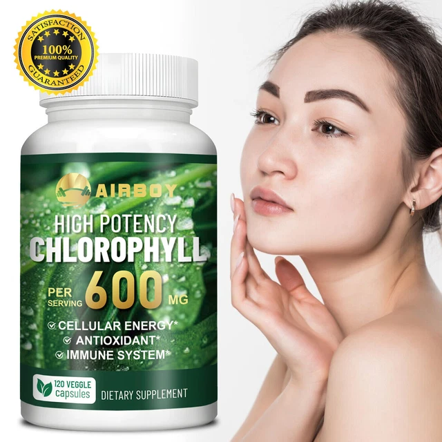 CHLOROPHYLL CAPSULES 600MG - Hair, Skin, Nail Health, Immune Support ...