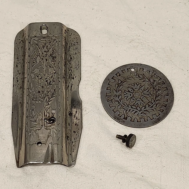 ANTIQUE 1908 SINGER Sewing Machine Face Plate Side Cover Plate Lotus ...