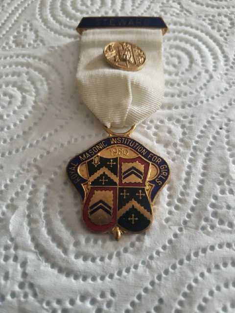 VINTAGE ROYAL MASONIC Institution For Girls Medal Steward 1980 Ribbon £ ...