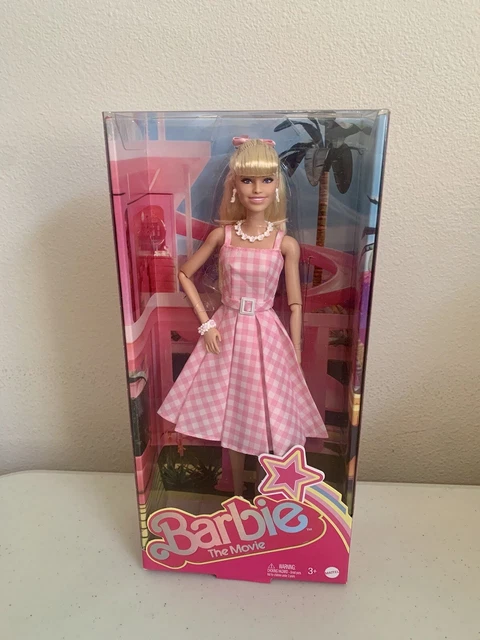 Barbie The Movie Doll Margot Robbie Collectible Wearing Pink And Gingham Dress Eur 3536 Picclick It