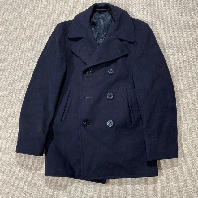 VINTAGE US NAVY Pea Coat Mens 36 Small Blue 1950s Post WW2 Enlisted ...