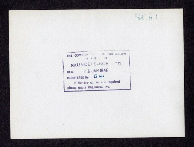 SAUNDERS ROE SR./A.1 Jet Fighter Flying Boat Original Saro Photo B41 ...