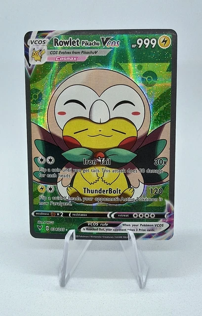 PIKACHU POKEMON ROWLET Pika Carte Card Holo Prism Flash Foil Manga ...