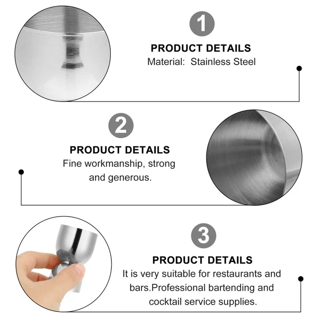 BELL JIGGER STAINLESS Steel Cocktail Bar Jigger Measuring Liquor Shot ...