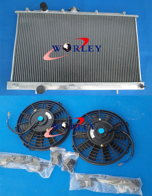 ALUMINUM RADIATOR + fans for Mitsubishi LANCER EVO 4 5 6 TURBO 1996 ...