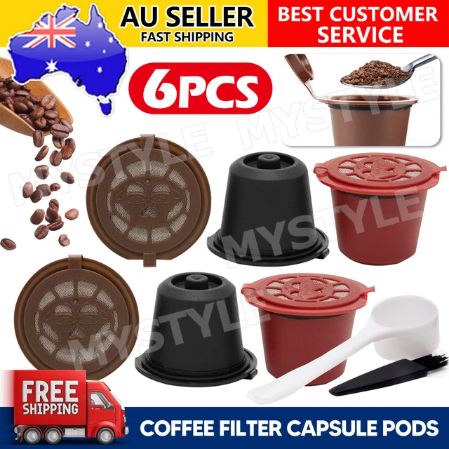 6PCS REFILLABLE REUSABLE Coffee Filter Capsule Pods For Nespresso Maker ...
