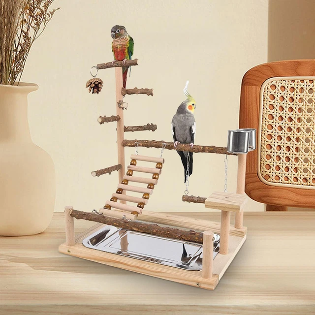 PARROT PERCH PLAYSTAND Bird Playground Activity Center Standing ...