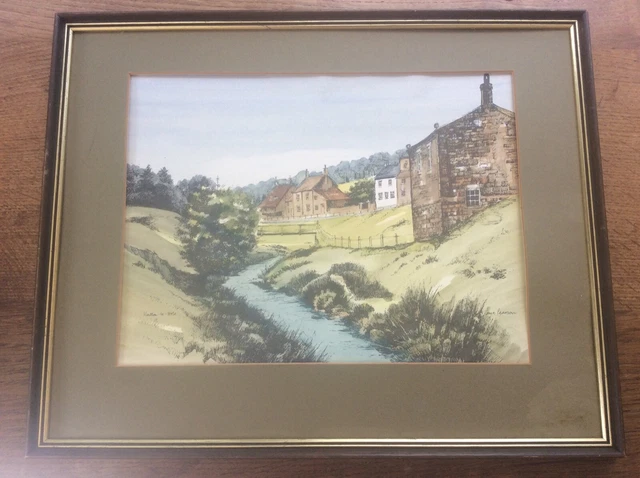 JANE PEARSON SIGNED Hutton Le Hole Yorkshire Dales colour Line Drawing ...