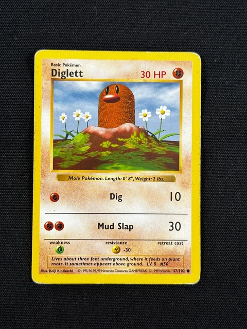 DIGLETT 47/102 SHADOWLESS Pokémon Card Base Set Common WOTC MP Binder Piece *3 EUR 2,33 ...