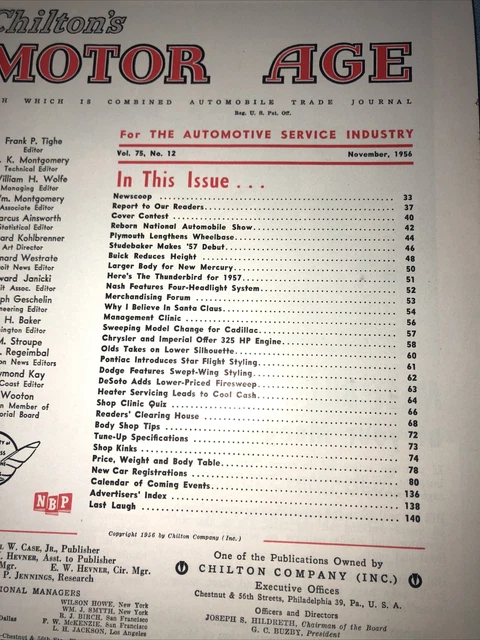 ANTIQUE 1956 CHILTON’S Motor Age Automotive Magazine Faster Hot Rod ...