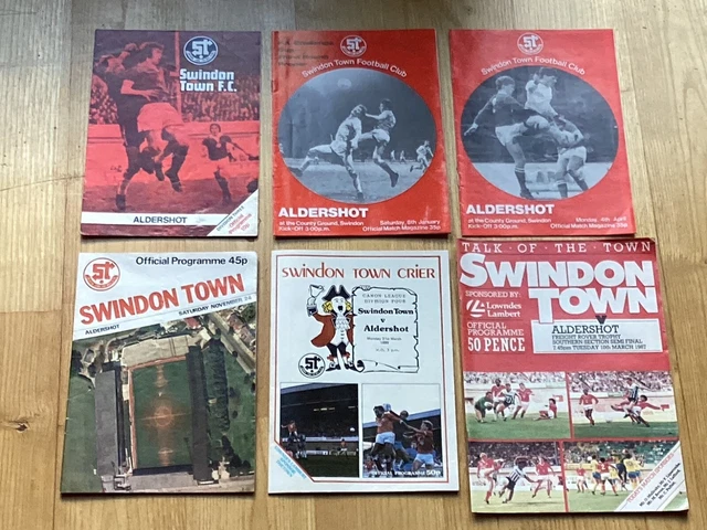 SWINDON TOWN V ALDERSHOT Football match programmes - Collection of 6 STFC homes. £16.99 ...