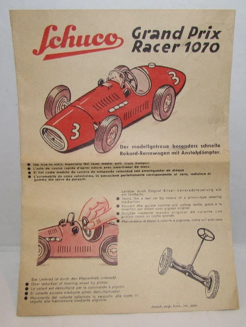 ORIGINAL SCHUCO GRAND Prix Racer 1070 Instruction Sheet $9.99 - PicClick