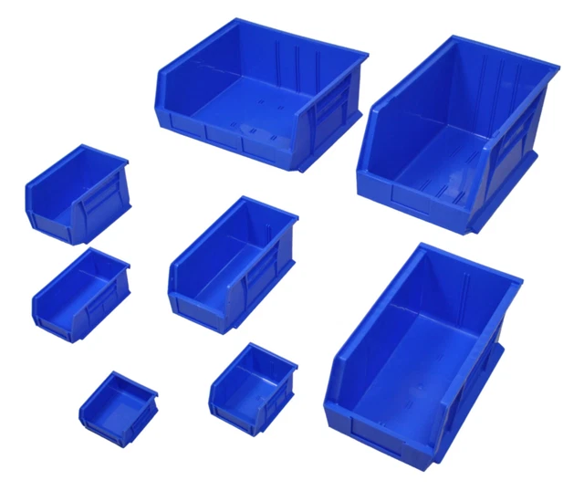 Blue Plastic Parts Bins Component Storage Boxes Picking Boxes Garage