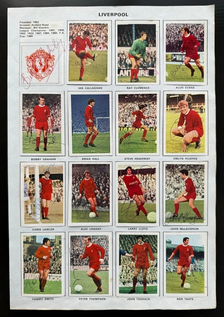 LIVERPOOL SIGNED 1971/72 FKS Soccer Stars Team sticker card set BILL ...