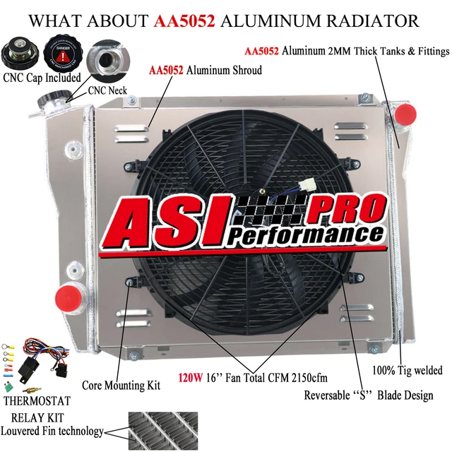 3-ROW RADIATOR+SHROUD+FAN KIT For Ford Falcon XA/XB/XC/XD/XE FAIRMONT ...