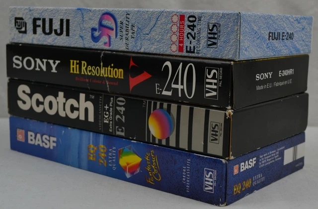 4 X VHS Video Blank / Re-Recordable Tapes / Cassettes 180/240 3/4 Hours ...