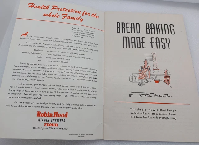 2 VINTAGE Robin Hood Flour Cookbook Bread Baking Made Easy Recipe ...