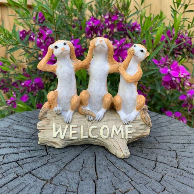 MEERKAT SATUE MEERKATS Welcome Sign Garden Decor Sculptures Outdoor ...