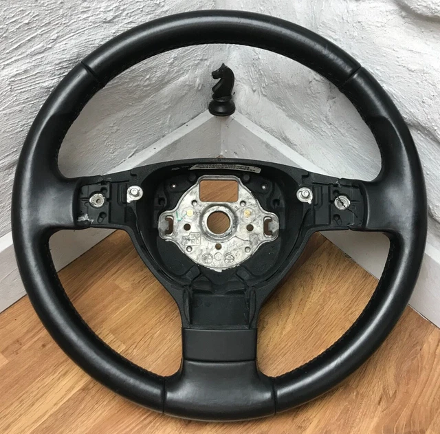 GENUINE VW BLACK leather 3 spoke MFSW, DSG steering wheel, MK5 Golf GT ...