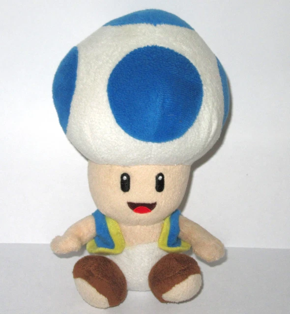 OFFICIAL NINTENDO SUPER Mario Bros Blue Toad Plush 7" Gaming Soft Toy ...