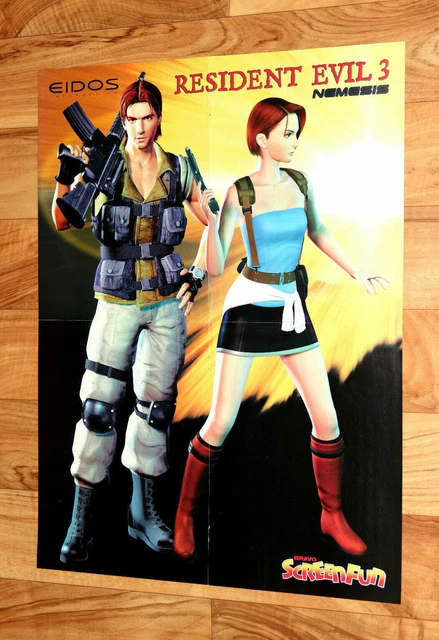 RESIDENT EVIL 3 Nemesis Jill Valentine & Carlos Oliveira Vintage Poster ...