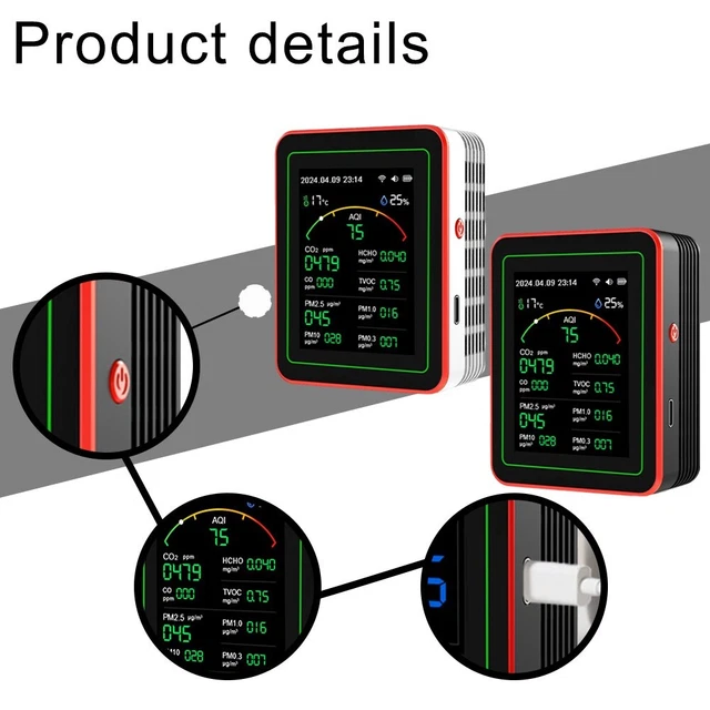 MONITEUR D'AIR AVEC fonctionnalit??s Smart App pour surveillance et analyse en t EUR 51,92 ...