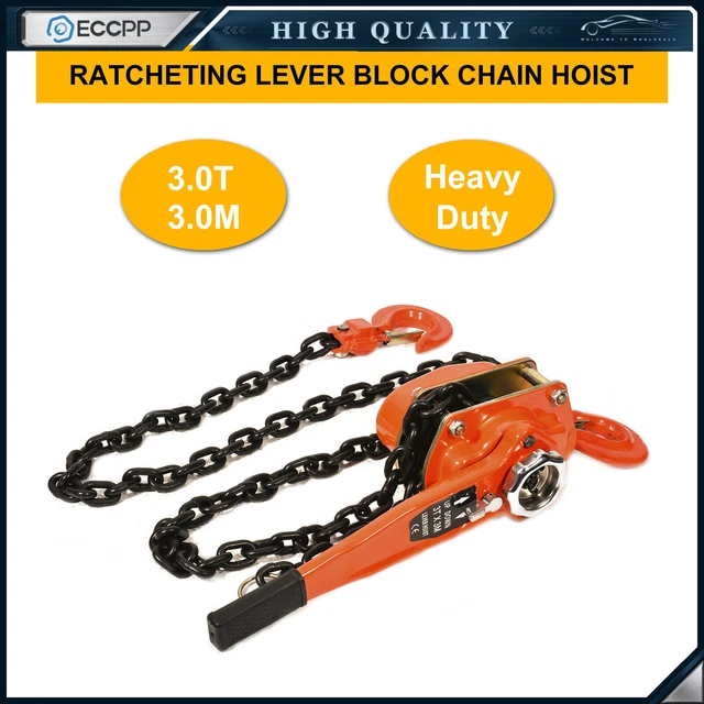 3 TON CHAIN Lever Block Hoist Come Along Ratchet Lift 6600LBS 5FT ...
