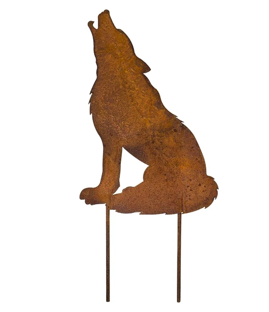 METALL STECKER WOLF Edelrost Gartenstecker Beetstecker Rostfigur H=55 cm EUR 29,90 - PicClick DE