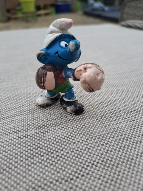 SMURF BOXER BOXING Rare PVC Vintage Figure 1980 Schleich Peyo Toy £2.50 ...